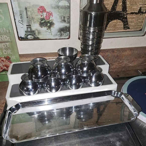 CHASE | Dining | Vintage Rare Chase Art Deco Tray 8 Chase Cocktail Cups ...